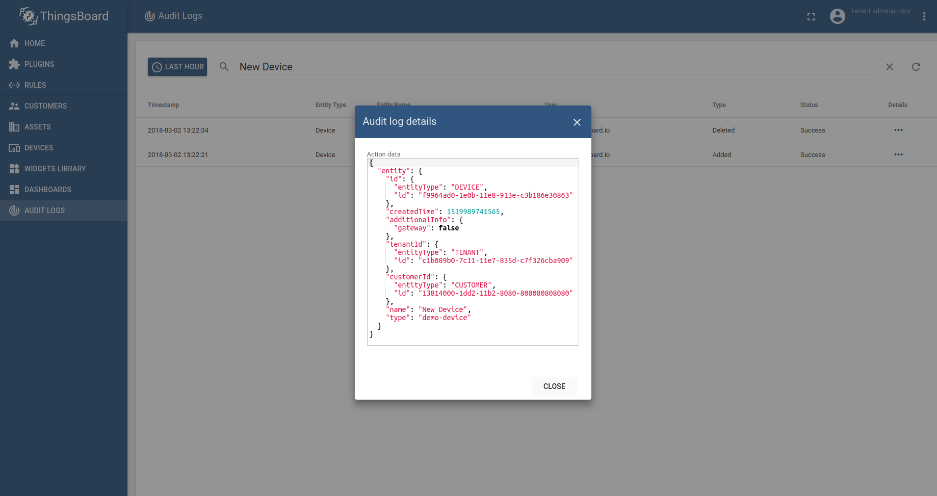 Audit Log IoT Hub